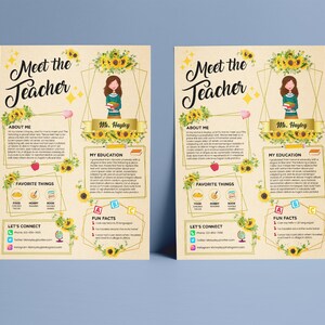 Editable Meet the Teacher Template Sunflowers BUNDLE, Meet the Teacher ...