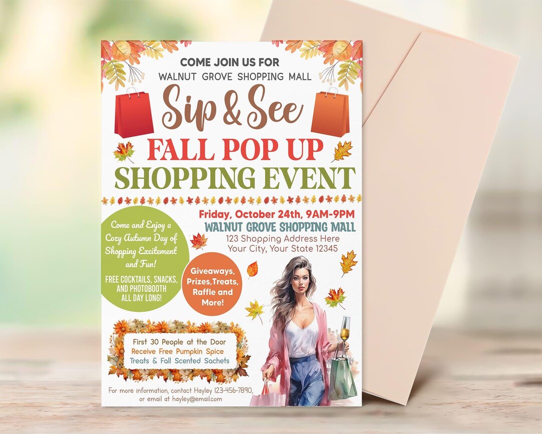 Autumn Pop-up Shopping Event Flyer Printable - Etsy