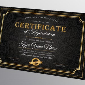 Editable Certificate of Appreciation Template, Royal Blue and Black ...