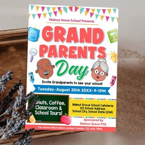 Editable Grandparents Day Flyer, Back to School PTA PTO Fundraiser ...