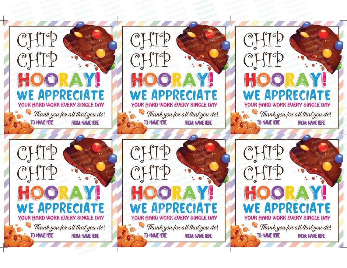 Cookie Thank You EDITABLE Tag Chip Chip Hooray Editable - Etsy