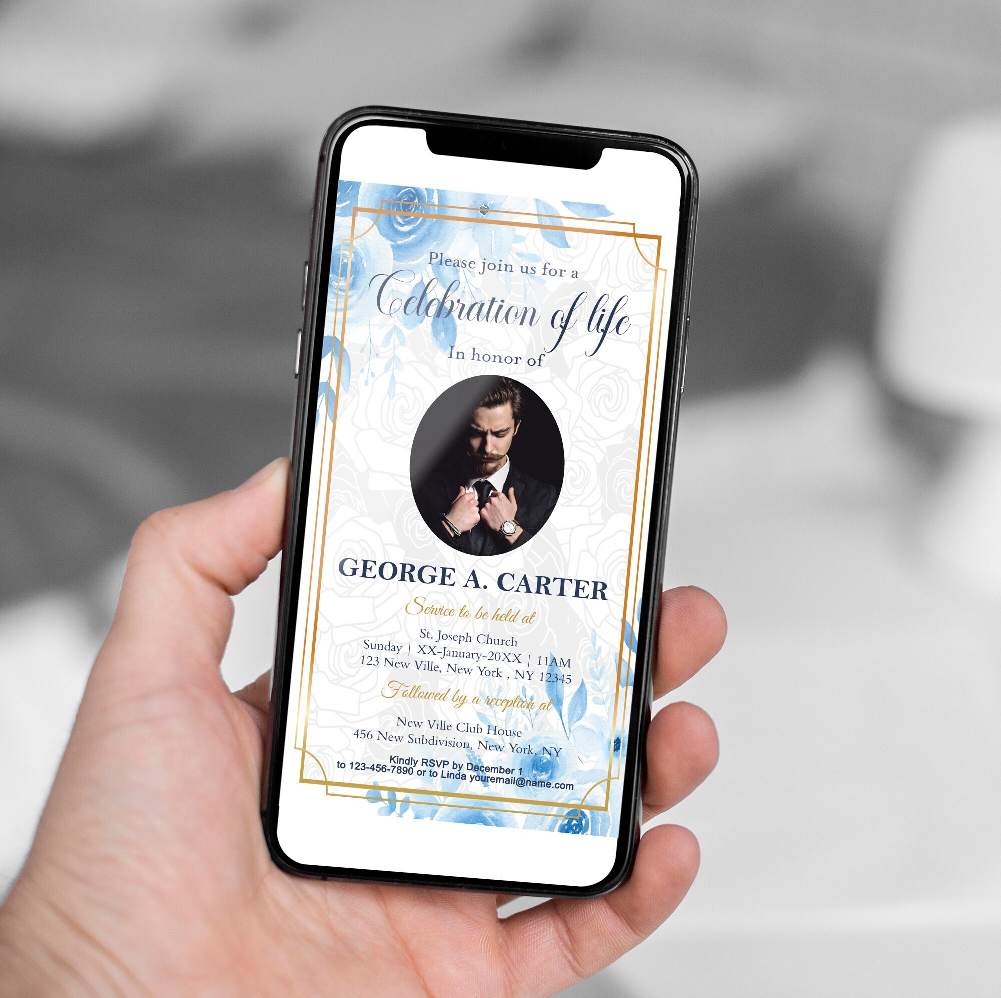 Funeral Invitation Digital Funeral Announcement Digital Evite | Etsy