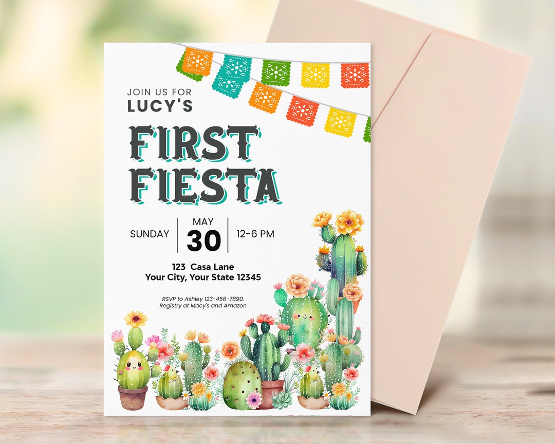 Editable First Fiesta Invitation Template Fiesta Birthday Mexican ...