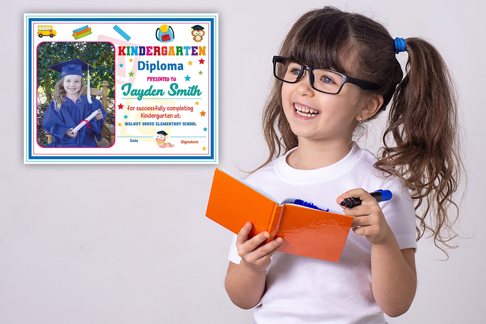 Kindergarten Diploma Editable Template With Photo - Etsy