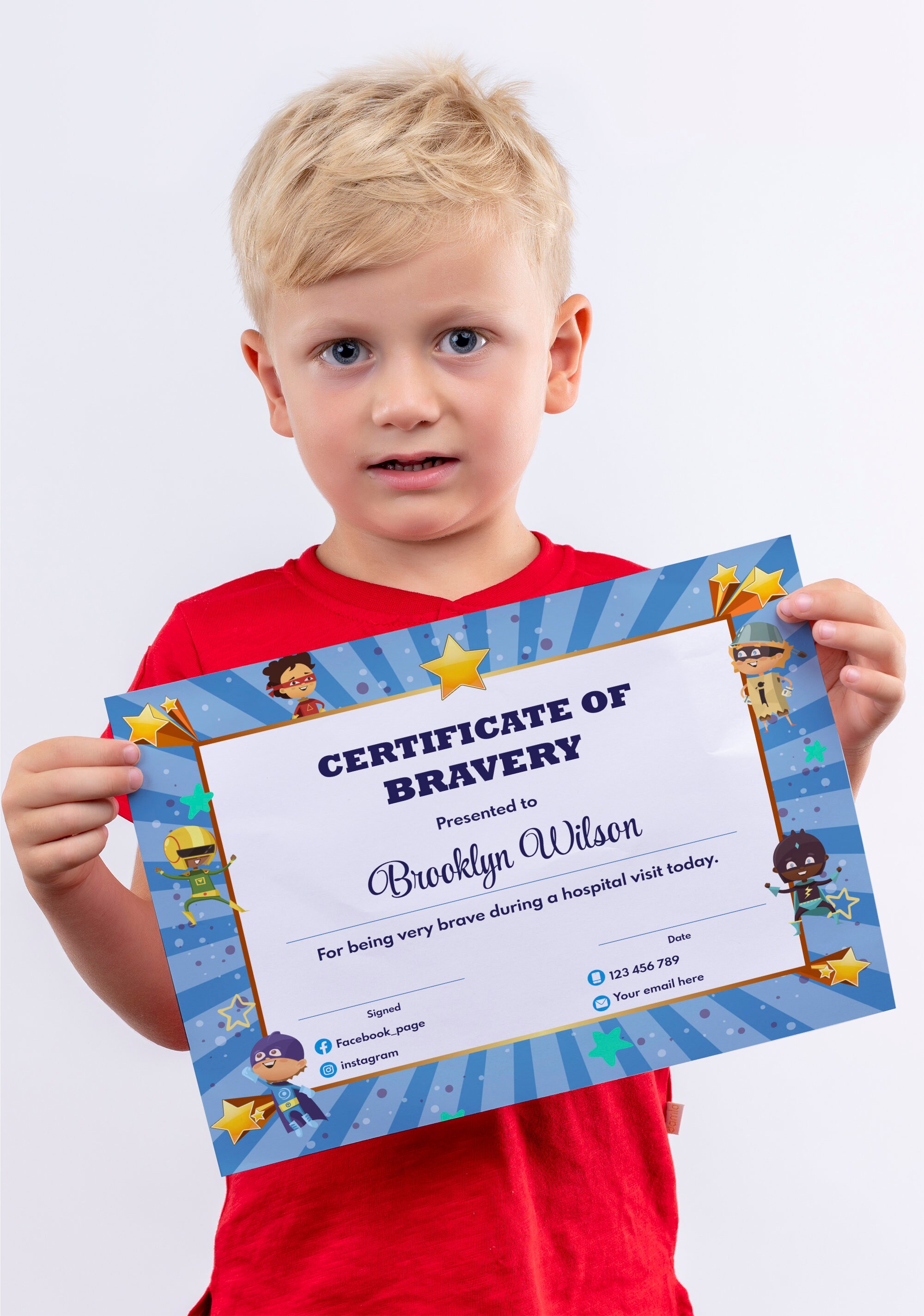 Editable Certificate of Bravery Blue Printable Kids - Etsy Australia