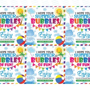 EDITABLE Bubbles of Fun Summer Tag, End of School Year Tags, Summer ...