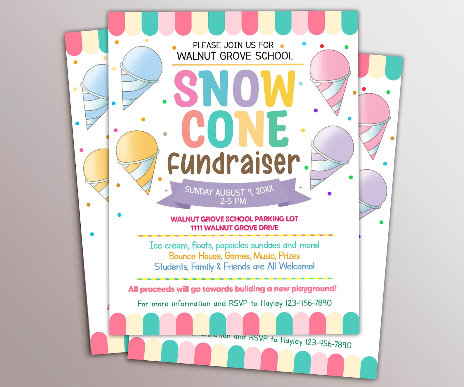 Editable Snow Cone Fundraiser Flyer, PTO PTA School Flyer, School ...