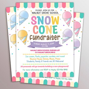 Editable Snow Cone Fundraiser Flyer, PTO PTA School Flyer, School ...
