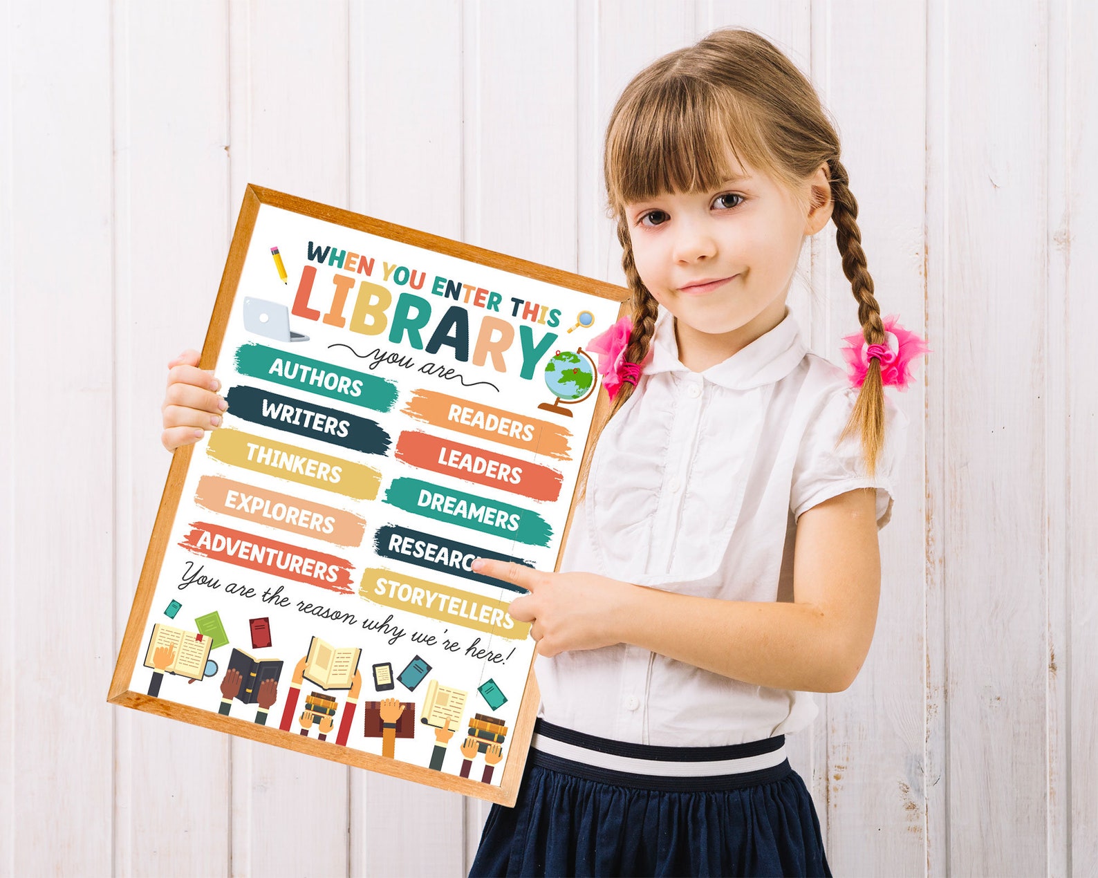 Printable Library Sign, Boho Library Posters, Downloadable Watercolor ...