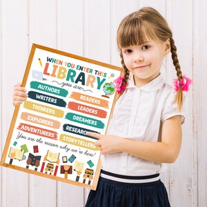 Printable Library Sign, Boho Library Posters, Downloadable Watercolor ...