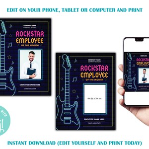 EDITABLE Rockstar Employee of the Month Certificate | Employee ...