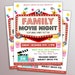 Editable Family Movie Night Flyer, School Church Benefit Fundraiser ...