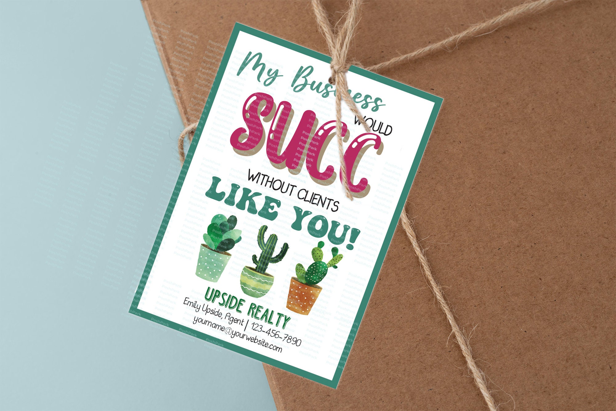 Editable Succulent Gift Tag Customizable Realtor Pop by Tag - Etsy
