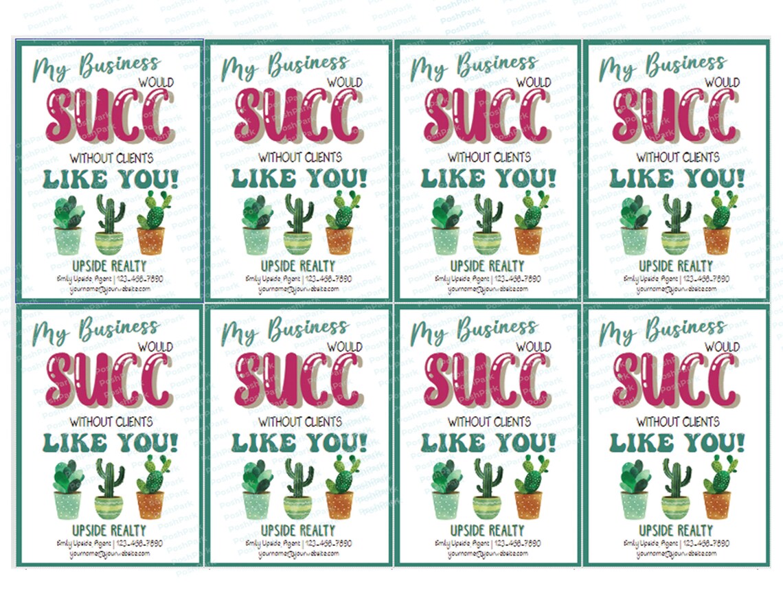Editable Succulent Gift Tag, Customizable Realtor Pop by Tag, My ...
