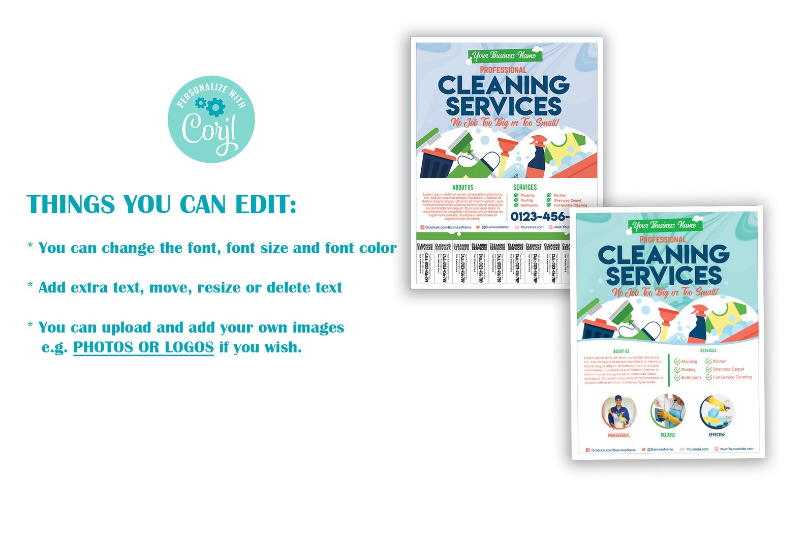 EDITABLE Cleaning Services Flyers Template | Printable Cleaning ...