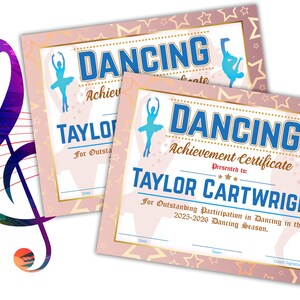 EDITABLE Dancer Certificate, Dancing Award, Dancer Printable - Etsy