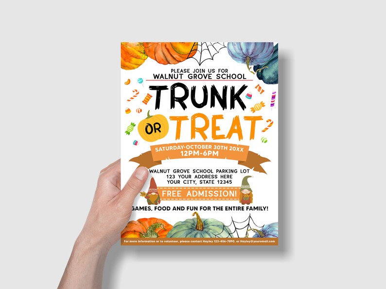 Editable Trunk or Treat Flyer School Neighborhood Church - Etsy