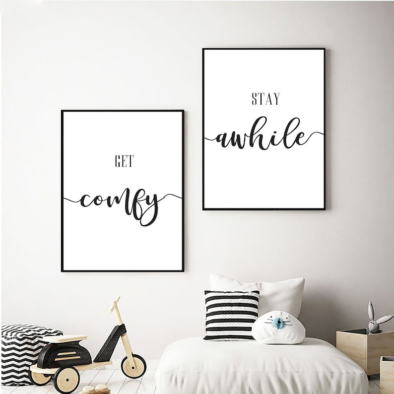 Get Comfy Printable Set of 2 Quote Guest Room Decor Stay - Etsy