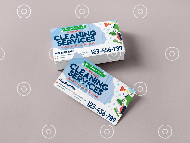 Cleaning Services Business Card Template Downloadable | Etsy