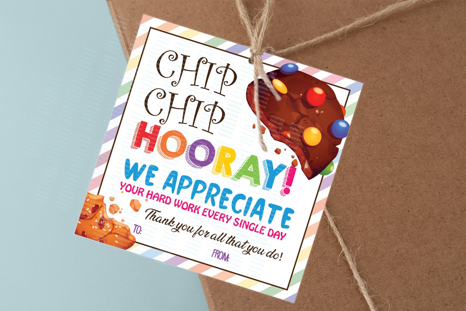 PDF Cookie Thank You Tag, Chip Chip Hooray Printable, Staff ...