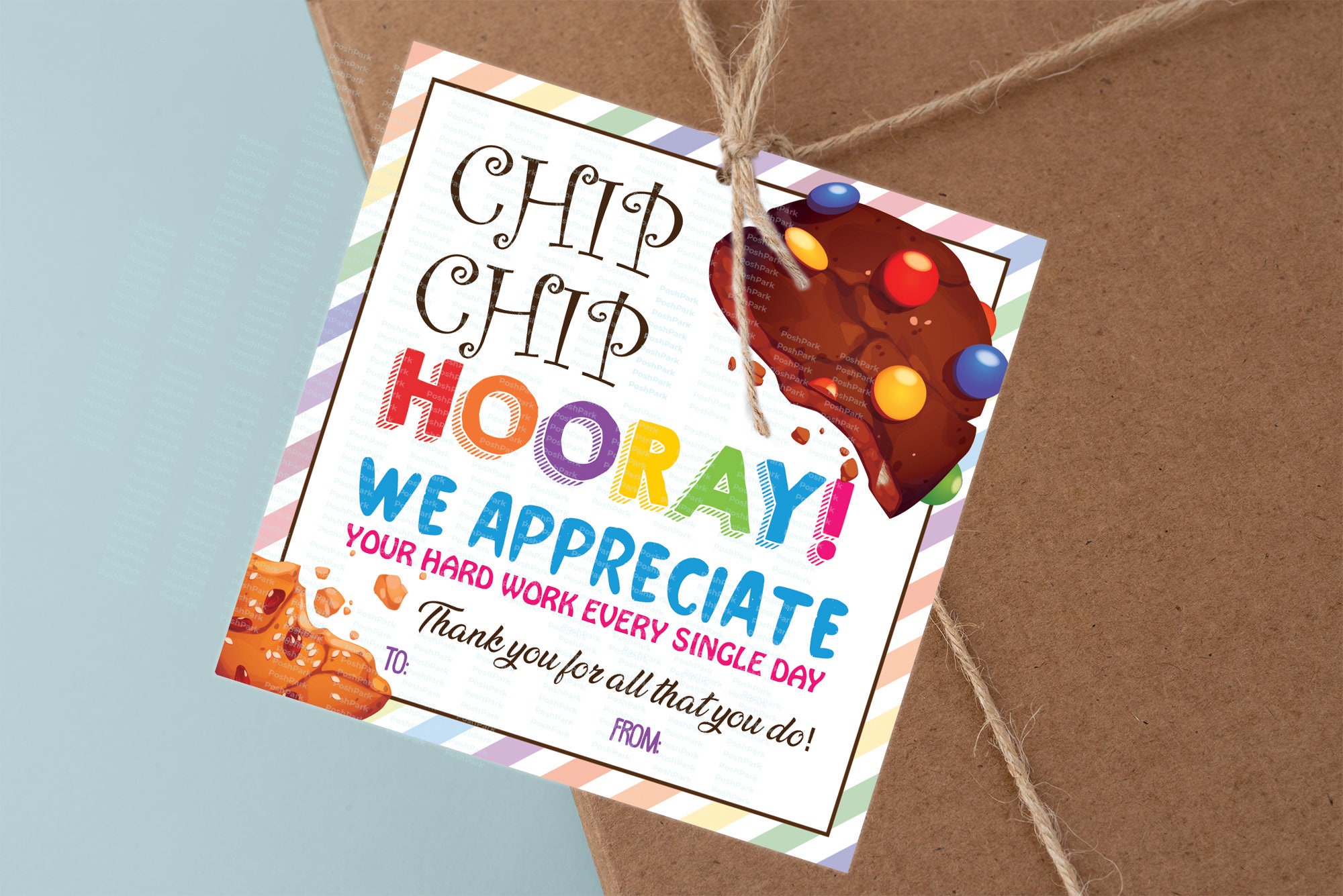 PDF Cookie Thank You Tag, Chip Chip Hooray Printable, Staff ...