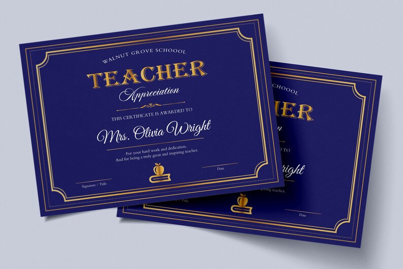 Editable Teacher Appreciation Certificate Blue, Appreciation Week ...