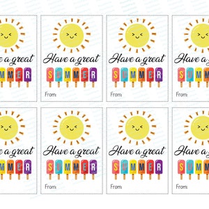 PRINTABLE PDF Have A Great Summer Tags , Summer Gift Tag, End of School ...