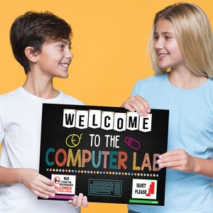 Printable Welcome to the Computer Lab Black, PDF School Computer Lab ...