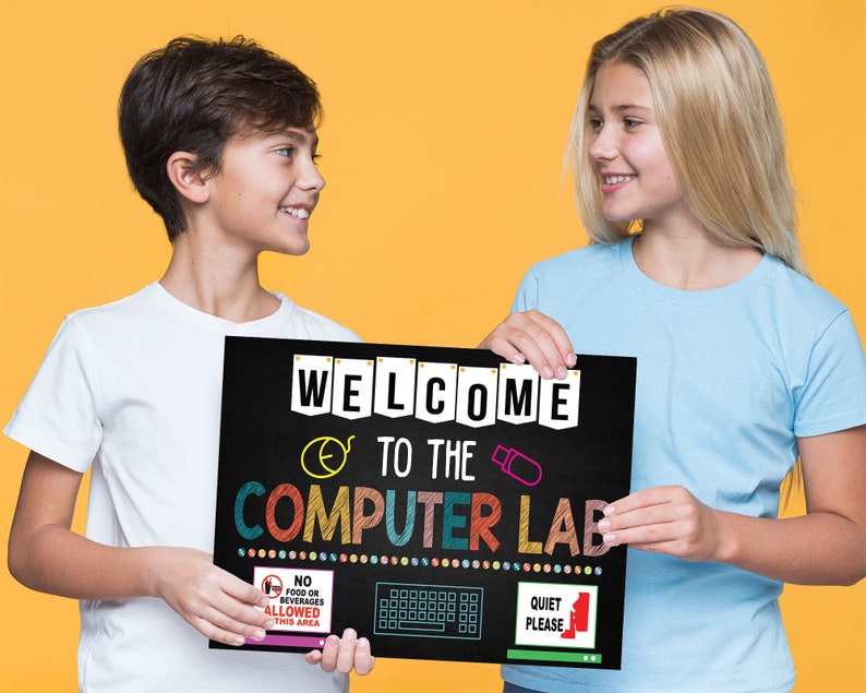 Printable Welcome to the Computer Lab Black PDF School - Etsy