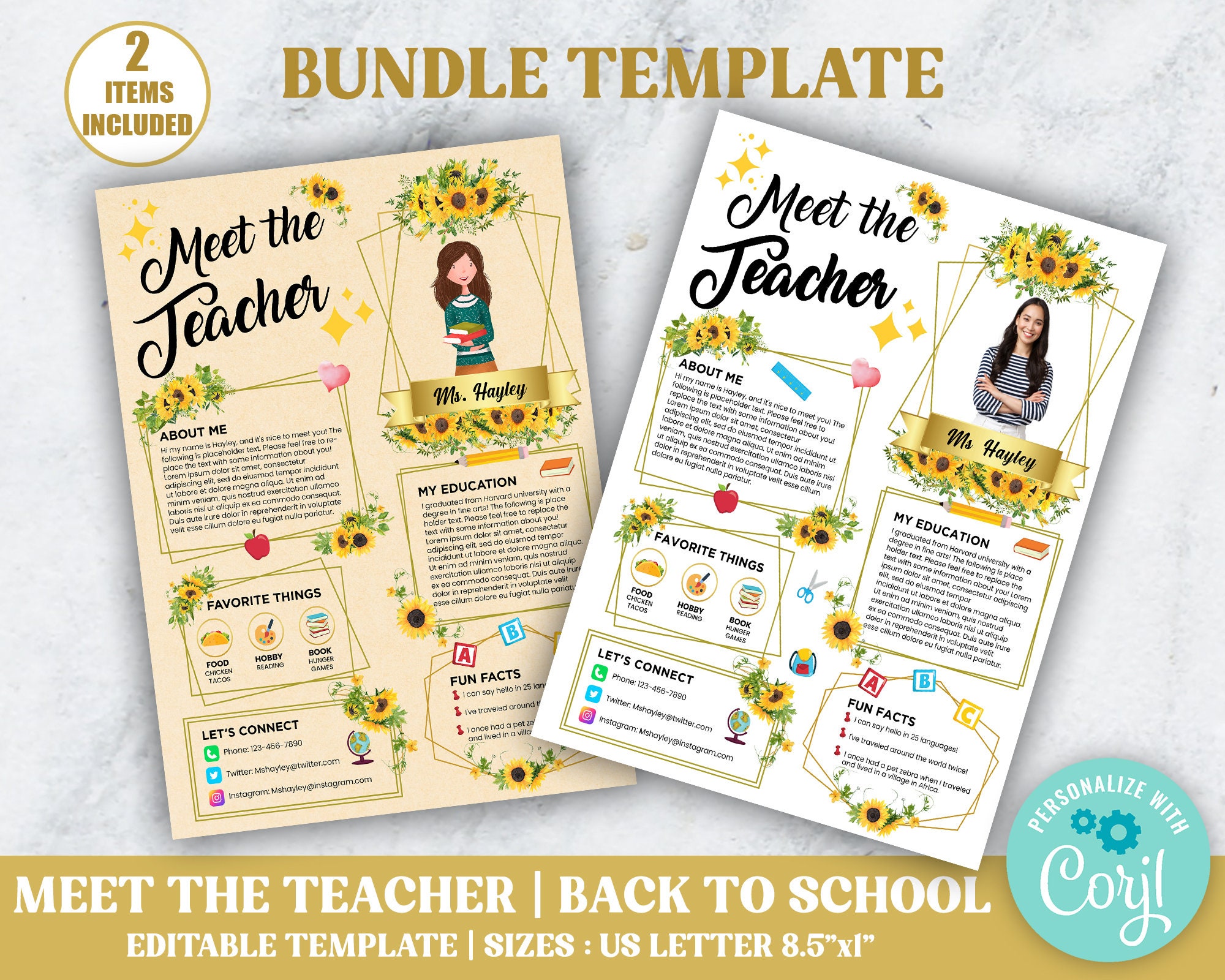 Editable Meet the Teacher Template Sunflowers BUNDLE, Meet the Teacher ...