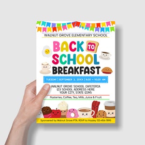 EDITABLE Back to School Breakfast Flyer Template, PTO PTA Fundraiser ...