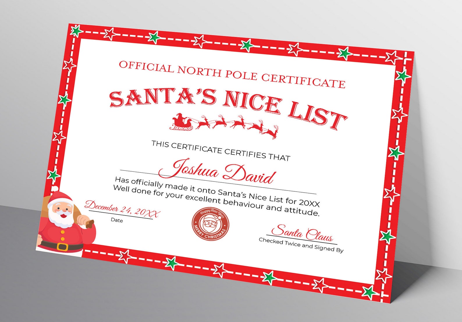 Editable Santa Certificate, Cute Nice List Certificate, Santa Claus ...