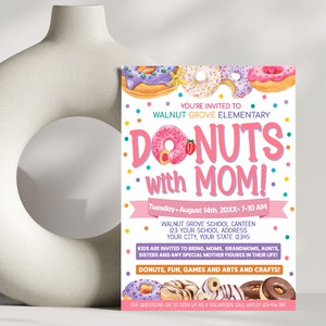 Editable Donuts With Mom Flyer, Church School, PTA PTA Flyer, Donuts ...