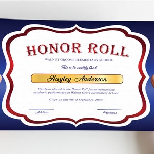 Editable Honor Roll Template Bundle Set of 2, DIY Honor Student Award ...