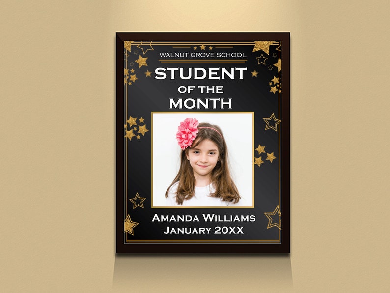 Student of the Month Printable Certificate Template Black, Editable ...
