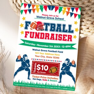 Editable Football Fundraiser Flyer Template, Football Fundraiser Invite ...