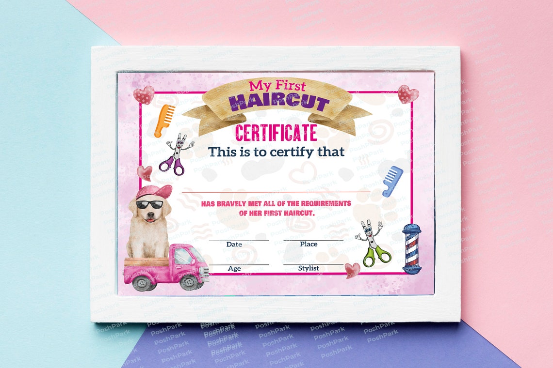 PRINTABLE Blank PDF First Haircut Certificate for Girls Pink - Etsy