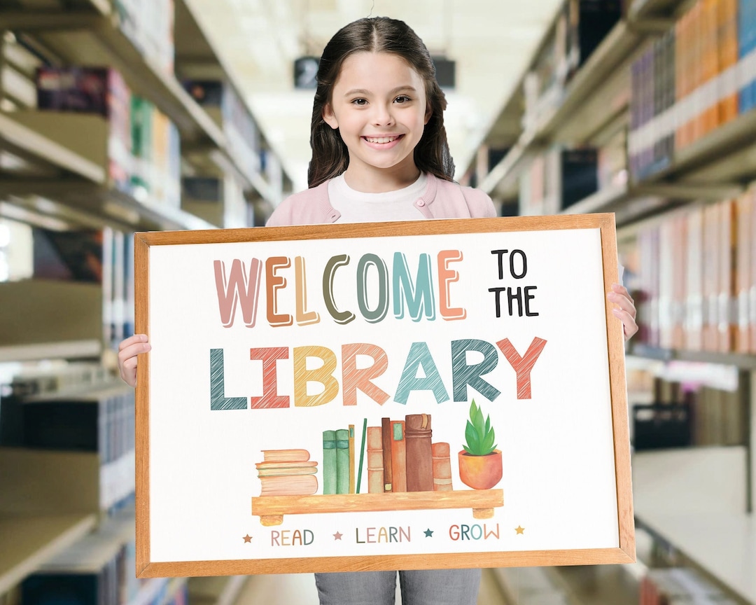 Printable Welcome Library School Sign PDF, Classroom Decor, School ...