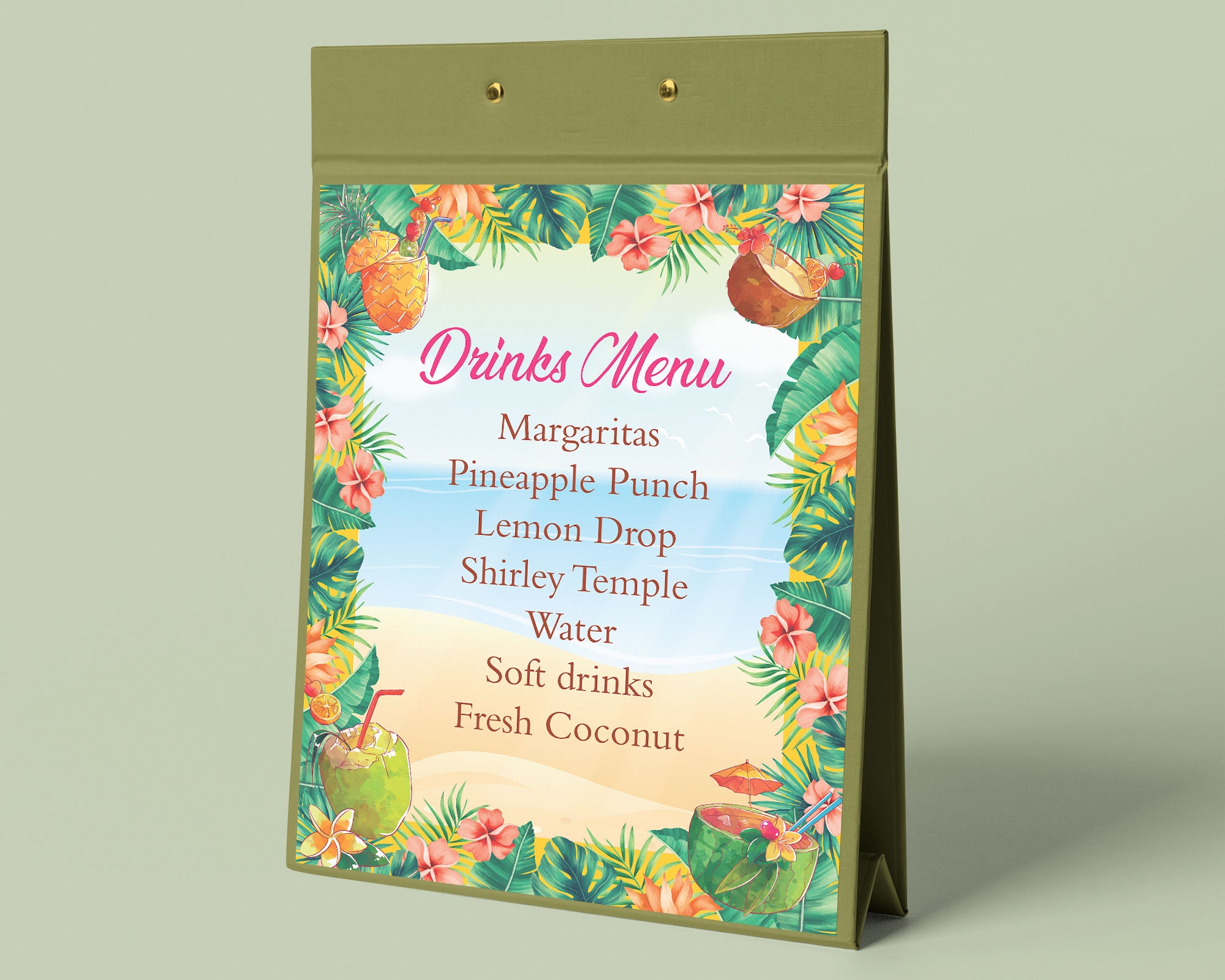 Editable Luau Drink Menu Sign Template, Hawaii Bar Menu Luau Party ...