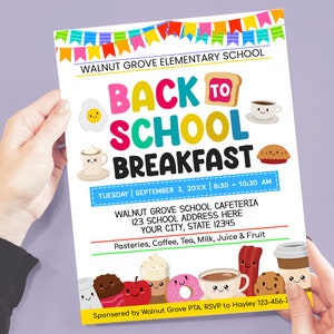 EDITABLE Back to School Breakfast Flyer Template, PTO PTA Fundraiser ...