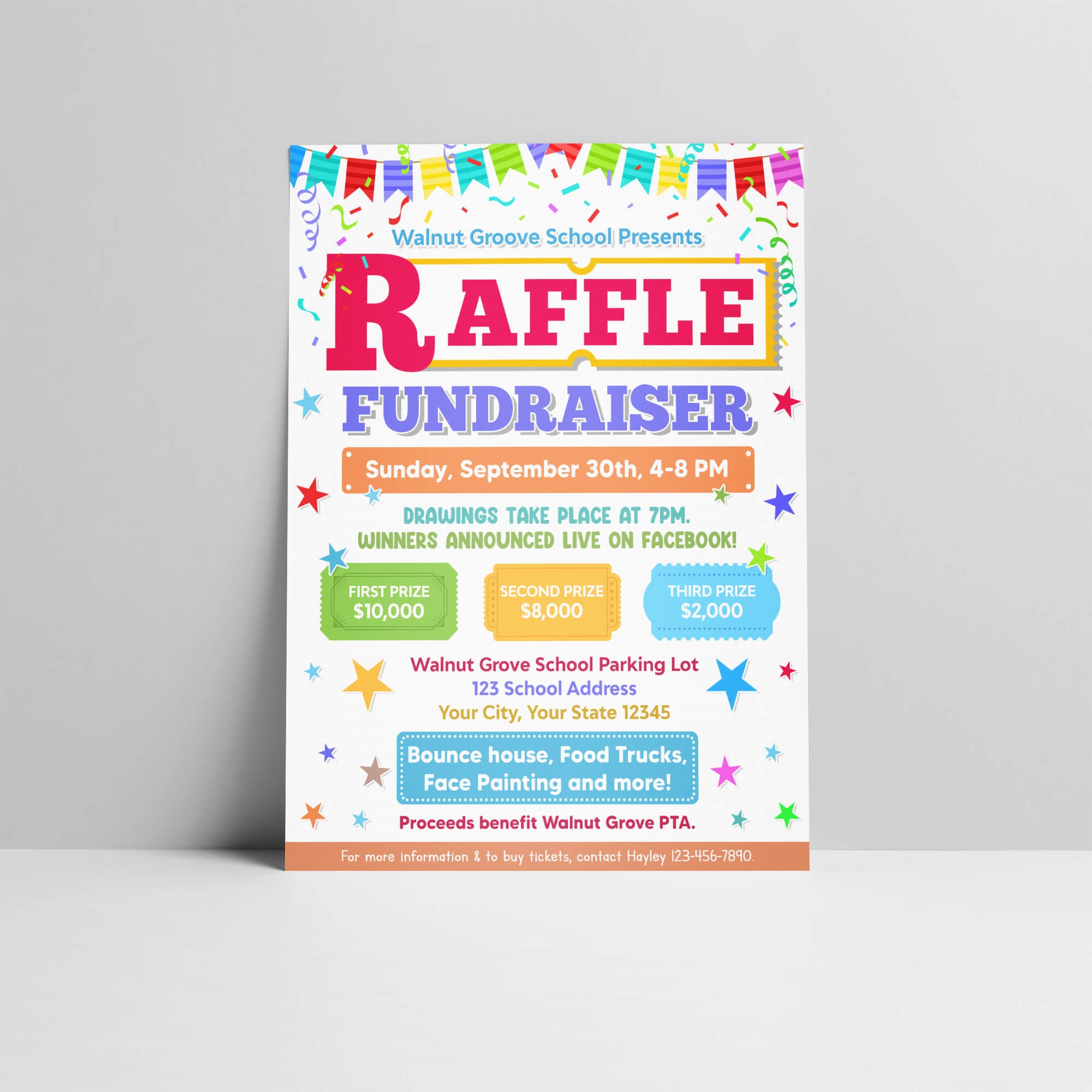 Editable Raffle Fundraiser Flyer, School Pto Pta Church Fundraiser ...