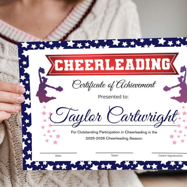 Cheerleading Certificates - Etsy