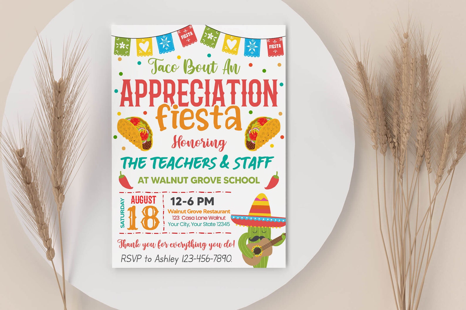 Editable Taco Bout an Appreciation Invitation, Fiesta Appreciate Party ...