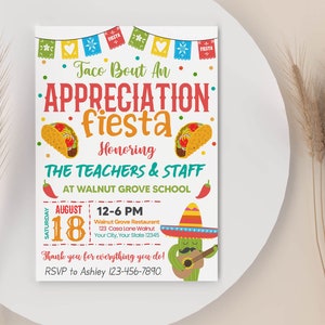 Editable Taco Bout an Appreciation Invitation, Fiesta Appreciate Party ...