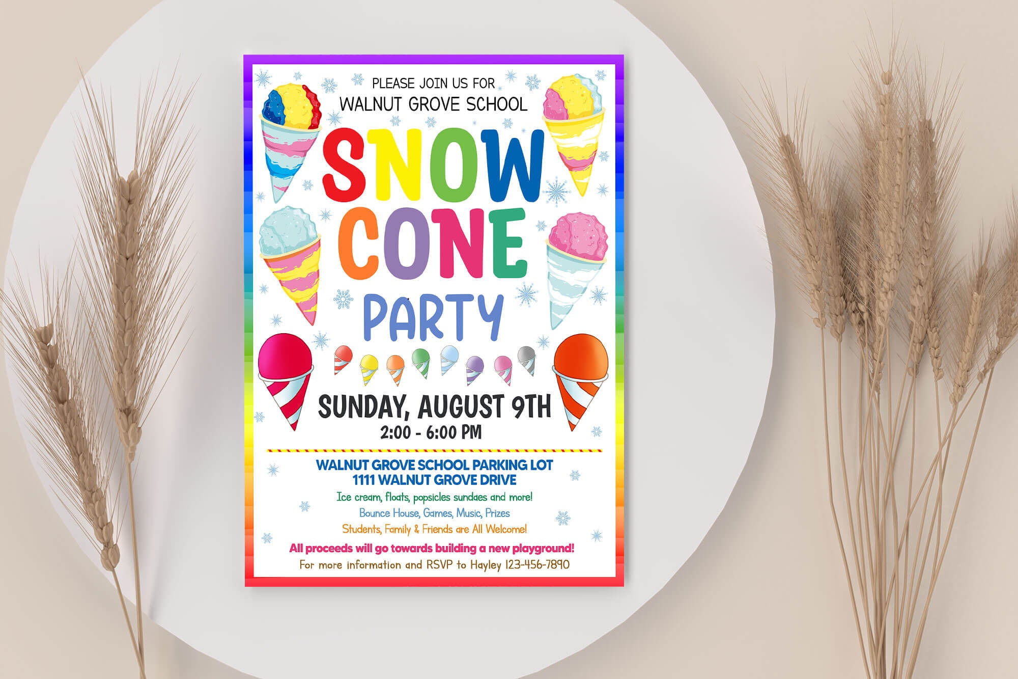 Editable Snow Cone Party Invite, Ice Cream Party Invite, PTO PTA School ...