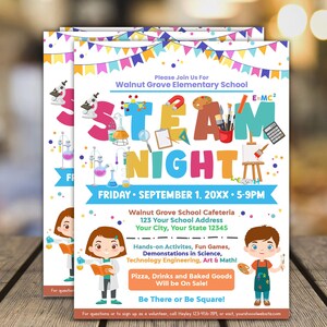 Editable STEAM Night Flyer, PTO PTA School Flyer, Science Tech ...