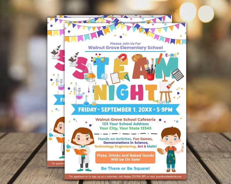 Editable STEAM Night Flyer PTO PTA School Flyer Science Tech - Etsy