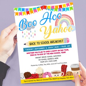 EDITABLE Boo Hoo Yahoo Back to School Breakfast Flyer, Back to School ...