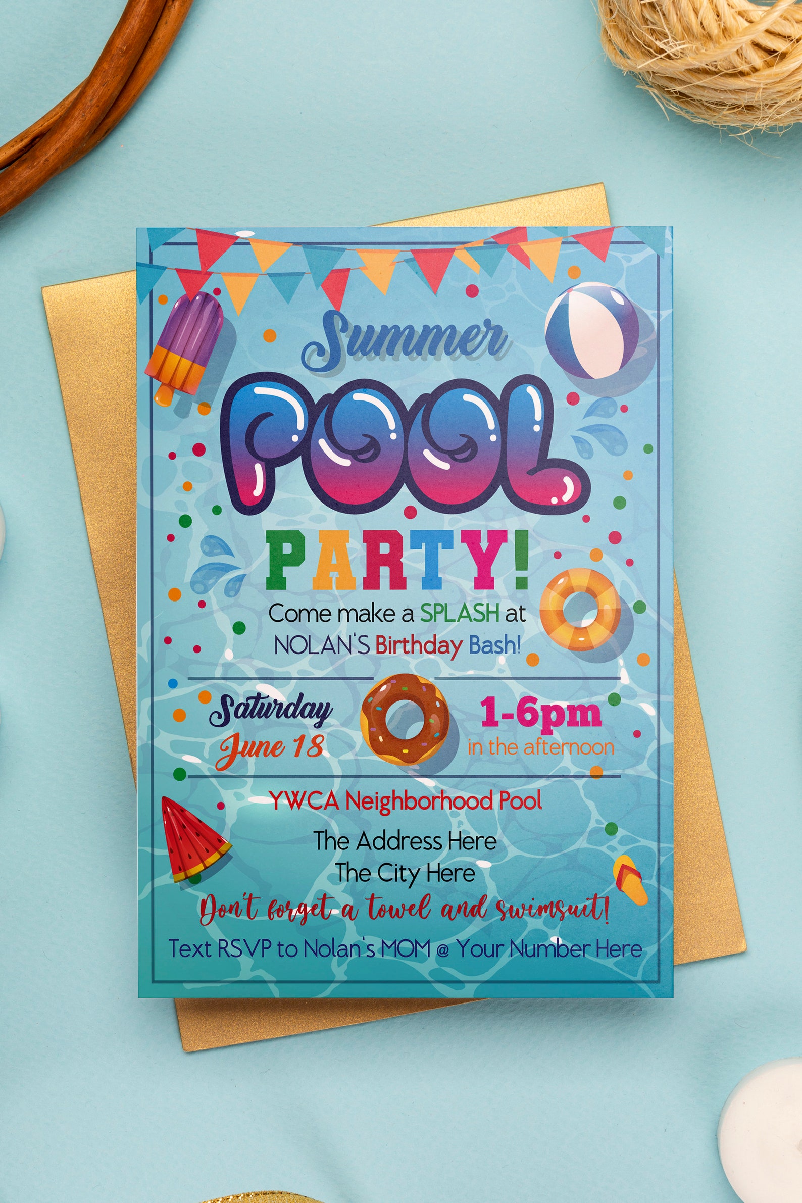 Pool Party Invitations for Kids Pool Party Invitation - Etsy