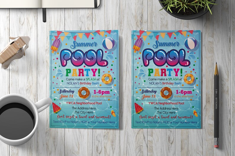 Pool Party Invitations for Kids Pool Party Invitation - Etsy